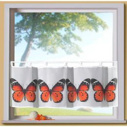 Weckbrodt-Gardinen Scheibengardine &raquo;Alisa&laquo; Schlaufen 1 Stk. tlg. Bistro, Voile, bedruckt, Schmetterling; HxB 45x120cm, Gardine, Store wei&szlig; Voile, Polyester 45cm, 