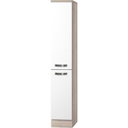 Optifit Apothekerschrank &raquo;Faro&laquo;, 2 Ausz&uuml;ge, Metallgriffe, Breite 30 cm wei&szlig; akaziefarben, B/H/T: 30cm x 174,4cm x 57,1cm, T&uuml;ren: 2 Stk.
