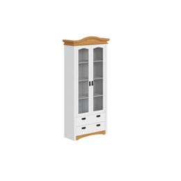 OTTO home Vitrine &raquo;Konrad&laquo; aus massiver Kiefer, mit Glaseins&auml;tzen, B/T: 94/208 cm wei&szlig; Massivholz B/H/T: 94cm x 208cm x 39cm, Schubladen: 2 Stk. T&uuml;ren