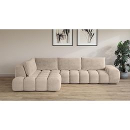OTTO home Ecksofa &raquo;AZITA L-Form, XXL 352 cm Designsofa in Bubble-Opitk&laquo; lose R&uuml;ckenkissen, traumhafte Steppung grau 100% Polyester B/H/T: 352cm x 72cm