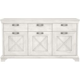 FORTE Kommode &raquo;Kashmir&laquo; Breite 178 cm wei&szlig; Dekorfolie B/H/T: 178,3cm x 95,9cm x 48,2cm, 3 Stk., Erle Fichte Kiefer Pappel, 3 Stk.