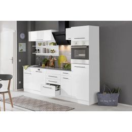 KOCHSTATION K&uuml;chenzeile &raquo;KS-Tulsa&laquo; ohne E-Ger&auml;te, Breite 270 cm, schwarze Metallgriffe, MDF Fronten wei&szlig; B/H/T: 270cm x 60cm