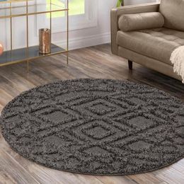Sanat Hochflor-Teppich &raquo;Luxus 3506 , auch in Rund erh&auml;ltlich&laquo; rund 30 mm H&ouml;he robuster Langflor, weich, Wohnzimmer, Schlafzimmer grau Kunstfaser &Oslash; 120cm 1 