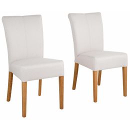 Home Affaire 4-Fu&szlig;stuhl &raquo;Queen Polsterstuhl&laquo; (Set) 2 Stk.verschiedene Bez&uuml;ge, Gestell Massivholz beige Massivholz B/H/T: 47cm x 93cm x 64cm, 2 Stk., 