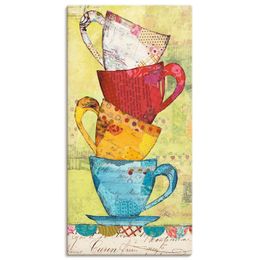 Artland Wandbild &raquo;Komm zum Kaffee&laquo; Geschirr & Besteck 1 Stk. tlg. als Leinwandbild, Poster in verschied. Gr&ouml;&szlig;en gelb Leinwand B/H/T: 20cm x 40cm, Leinwandbild