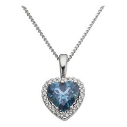 Firetti Damen Kettenanh&auml;nger &raquo;Schmuck Geschenk Gold 333 Halsschmuck Anh&auml;nger Herz&laquo; mit Blau Topas Sky Blue - mit Brillanten blau 0,07 P2 = erkennbare 