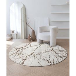 the carpet Teppich &raquo;Mila&laquo; rund 8 mm H&ouml;he moderner Wohnzimmer Teppich elegant gl&auml;nzender Flor beige Polyester &Oslash; 200cm 1 Stk., 8mm, &Oslash; 200cm