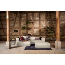 W.Schillig Ecksofa &raquo;around-the-block, modern und elegant, bequem, L-Form&laquo; mit eleganter Biese, mit Federkern grau Longlife Xtra-Leder Z59: Glattleder 