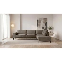OTTO home Ecksofa &raquo;OLAND Boucl&eacute; L-Form, B: 289 cm, Skandi-Design&laquo; Struktur, Flachgewebe, Luxus-Microfaser, Boucle braun 100% Polyester B/H/T: 289cm x 