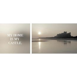 queence Leinwandbild &raquo;Home&laquo; Kunst Meer Meer Bilder Modern Schriftzug Seebilder Seelandschaft Spa Spa Bilder Spr&uuml;che Spr&uuml;che & Texte Set, Premium-