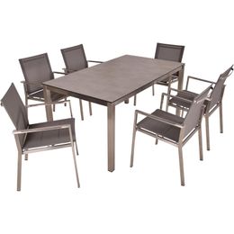 Garden Pleasure Garten-Essgruppe &raquo;SIENNA 14&laquo; 7 Stk. tlg. grau Obermaterial: 70% PVC, 30% Polyester Einheitsgr&ouml;&szlig;e