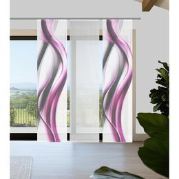 Vision S Schiebegardine &raquo;CARA&laquo; Paneelwagen 3 Stk. tlg. Schiebevorhang,Bambusoptik,Digitaldruck,SET rosa Polyester 260cm, Paneelwagen, 60cm