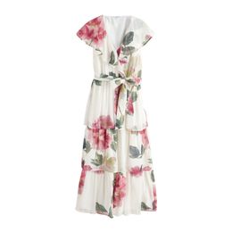 Next Kleid Damen Gr&ouml;&szlig;e 34 ecru / gr&uuml;n / apfel / magenta Sommerkleid