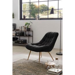 Salesfever Relaxsessel &raquo;Toulon - Komfortabler Loungesessel&laquo; mit XXL-Steppung, mit schwarzen oder naturfarbenen Beinen braun Polyester Samt, B/H/T: 