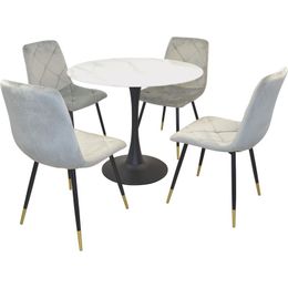 HOFMANN LIVING AND MORE Sitzgruppe Spar-Set, 5tlg. Set, 5 Stk. tlg. grau Polyester B/H/T: 45cm x 85cm x 54cm, Samtoptik, grau