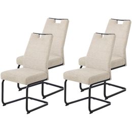Hela Freischwinger &raquo;KERTIN&laquo; (Set) 4 Stk.XL Sitzbreite, Griff, Federkorb, 140kg belastbar beige Metall, Polyester, Stoff B/H/T: 48cm x 100cm x 64cm, 4 