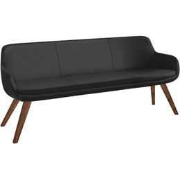 Musterring Essbank &raquo;Tavia&laquo; Stativgestell Wildnussbaum massiv ge&ouml;lt, Breite 180, 200 oder 220 cm schwarz B/H/T: 180cm x 87cm x 66cm, Echtleder