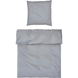 M&ouml;ve Bettw&auml;sche &raquo; Luxury Bettw&auml;sche Set&laquo; 2 Stk. mit elegantem Zierstick grau Satin, Obermaterial: 100% Baumwolle B/L: 200cm x 200cm, Satin, B/L: 80cm x 
