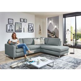 Die PlanBar Ecksofa &raquo;MP-IN19027 L-Form&laquo; wahlweise mit Schlaffunktion, mit Kaltschaum blau 100% Polyester B/H/T: 261cm x 82cm x 220cm, Microfaser, 