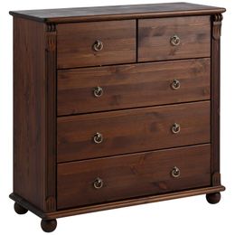 OTTO home Schubkastenkommode &raquo;Tessin&laquo; aus massiver, FSC zertifizierter Kiefer, mit 5 Schubladen braun B/H/T: 90cm x 88cm x 38cm, 5 Stk., Kiefer