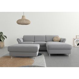 Sit & More sit&more Ecksofa &raquo;Apulia L-Form&laquo; wahlweise Schlaffunktion, Bettkasten und Kopf- und Armteilverstellung grau Webstoff (100% Polyester);Struktur weich (