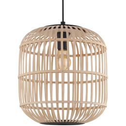 Eglo H&auml;ngeleuchte &raquo;BORDESLEY Pendellampe, Vintage, Stahl und Holz, E27, H&auml;ngelampe, Lampe&laquo; E27 H&auml;ngeleuchte, Esstischlampe, H110 x &Oslash;35cm, schwarz, 