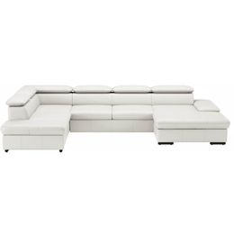 Sit & More sit&more Wohnlandschaft &raquo;Alcudia U-Form&laquo; wahlweise mit Schlaffunktion wei&szlig; B/H/T: 349cm x 73cm x 226cm, NaturLEDER , Ottomane links,mit 