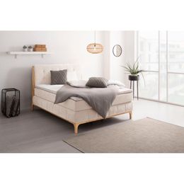 OTTO home Boxspringbett &raquo;Jelle&laquo; 5 Stk. tlg. zertifizierte, recycelte Bezugsstoffe, verschiedene Ausf&uuml;hrungen beige Polyester Struktur (recyceltes 