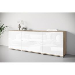 OTTO home Lowboard &raquo;Kenia&laquo; 1 Stk. tlg. 2 T&uuml;ren, 2 Schubladen, Breite 180 cm, h&ouml;henverstellbare Einlegeb&ouml;den wei&szlig; Hartfaserplatte, Holzwerkstoff, 
