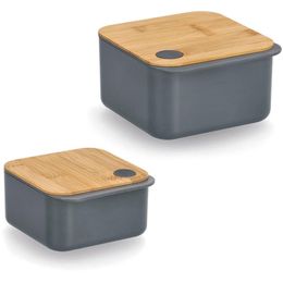 zeller Lunchbox Freude am Essen auch Unterwegs! grau Bambus, Kunststoff B/H/L: 14,1cm x 8,2cm x 15,4cm
