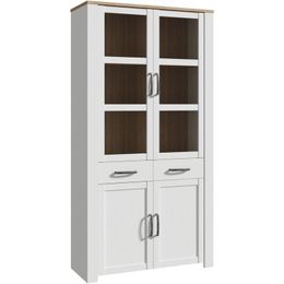 FORTE Highboard &raquo;Bohol, Vitrine mit Glast&uuml;re, viel Stauraum&laquo; B/H/T 106,4/205,4/42 cm Beleuchtung optional bestellbar wei&szlig; Glas, Spanplatte B/H/T: 