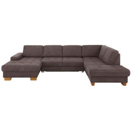OTTO home Wohnlandschaft &raquo;Puccini U-Form&laquo; mit Federkern, Sitztiefenverstellung, Kontrastnaht braun Luxus-Microfaser (100% Polyester);Luxus-Microfaser 
