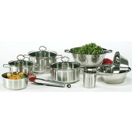 Kr&uuml;ger Topf-Set &raquo;Manhattan&laquo; Set, Bratentopf &Oslash; 20 cm, Fleischtopf &Oslash; 16/20 cm, Stielkasserolle &Oslash; 16 cm, 12 Stk. tlg. Edelstahl silber Einheitsgr&ouml;&szlig;e