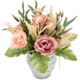 I.GE.A. Kunstblume &raquo;Gesteck Rosen im Topf&laquo; lila Polyester B/H/L: 26cm x 24cm x 26cm, 1 Stk.