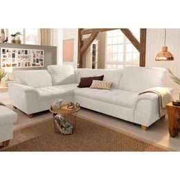 Home Affaire Ecksofa &raquo;Lyla fester Sitzkomfort, bequeme Armlehnen, Breite 275cm, L-Form&laquo; wahlweise mit R&uuml;ckenfunktion und Bettfunktion beige Luxus-