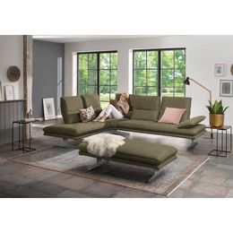 W.Schillig Ecksofa &raquo;broadway, Designsofa, mit tollem Sitzkomfort, L-Form&laquo; Sitztiefenverstellung, Kopfteil- & Seitenteilverstellung, Breite 284cm gr&uuml;n 