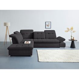 COTTA Ecksofa &raquo;Holiday L-Form mit Sitztiefen-, Armteil- und Kopfteilverstellung&laquo; wahlweise mit Schlaffunktion & Bettkasten schwarz 100% Polyester B/H/