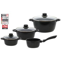 ELO Basic Topf-Set &raquo;Black Cast&laquo; Set, 3 T&ouml;pfe mit Deckel, 1 Stielkasserolle, 7 Stk. tlg. Aluminiumguss schwarz Einheitsgr&ouml;&szlig;e