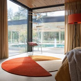 FLAIR RUGS Wollteppich &raquo;Mia Segment&laquo; rund 12 mm H&ouml;he Kreisf&ouml;rmig im Retro-Design braun Wolle &Oslash; 150cm 1 Stk., 12mm, &Oslash; 150cm