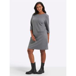 sheego Gro&szlig;e Gr&ouml;&szlig;en Druckkleid in Jersey-Jacquard-Qualit&auml;t, grau-meliert, Gr&ouml;&szlig;e 46 - Damen