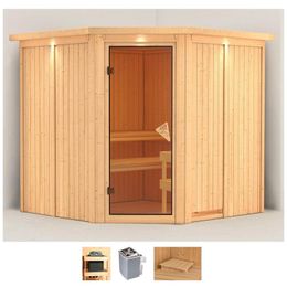 Karibu Sauna &raquo;Jarla&laquo; Set, Ofen 9 kW integr. Strg beige Saunaofen, integrierte Steuerung, 9 kW