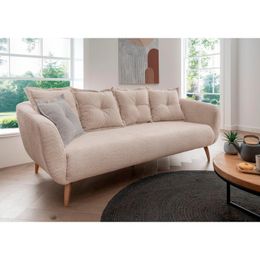 Home Affaire 3-Sitzer &raquo;Baggio modern und romantisches Design, bequem&laquo; Zierkissen inklusive beige 100% Polyester B/H/T: 236cm x 80cm x 103cm, Luxus-