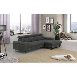 COTTA Ecksofa &raquo;Emma L-Form, B: 267 cm&laquo; mit Kopfteilverstellung, optional Schlaffunktion & Bettkasten grau B/H/T: 267cm x 97cm x 165cm, Struktur weich,
