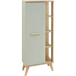 Midischrank &raquo;Quickset Badschrank 50,5 cm breit, 1 T&uuml;r, seitliche Ablagen&laquo; Badezimmer-Midischrank inkl. T&uuml;rd&auml;mpfer, Griffe in Holz braun Holzwerkstoff 