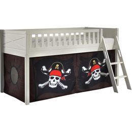 Vipack Hochbett &raquo;Scott&laquo; Made in Europe, mit schr&auml;ger Leiter, LF 90x200 cm, Vorhang, Tunnel, 7 Designs wei&szlig; 100% Polyester Liegefl&auml;che B/L: 90cm x 200cm, kein