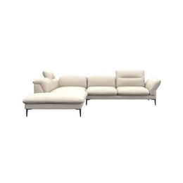 FLEXLUX Ecksofa &raquo;Salino, Funktionssofa mit Ottomane, Relaxsofa, Ecksofa&laquo; Sofa mit Arm- und Kopfteil-Verstellungen, Kaltschaum & Stahl-Wellen wei&szlig; B/H/
