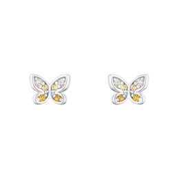 Prinzessin Lillifee Damen Paar Ohrstecker &raquo;Butterfly&laquo; mit Zirkonia (synth.) orange Silber 925 (Sterlingsilber)