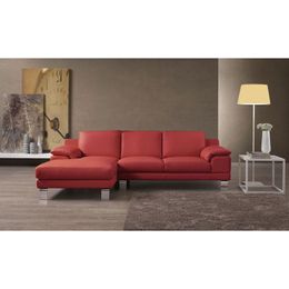 Egoitaliano Ecksofa &raquo;Shakira, Design & Sitzkomfort auf hohem Niveau, Breite 236cm, L-Form&laquo; mit Recamiere, L-Form, edle F&uuml;&szlig;e rot Leder &raquo;BULL&laquo; (echtes Rindsleder). 