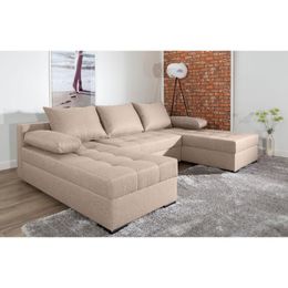 Collection AB Wohnlandschaft &raquo;Josy U-Form, B: 269 cm&laquo; Schlaffunktion & Bettkasten, Federkern beige 100%Polyester B/H/T: 269cm x 41cm x 161cm, 