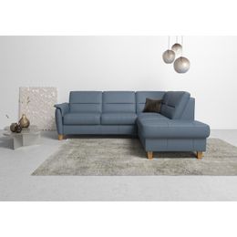 Home Affaire Ecksofa &raquo;Palmera L-Form, B: 236 cm&laquo; optional Schlaffunktion & Bettkasten, Federkern blau Luxus-Microfaser (100% Polyester);Struktur (100%